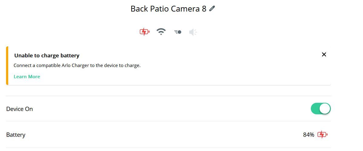Red battery with lightning bolt icon issue (again) - Arlo Community