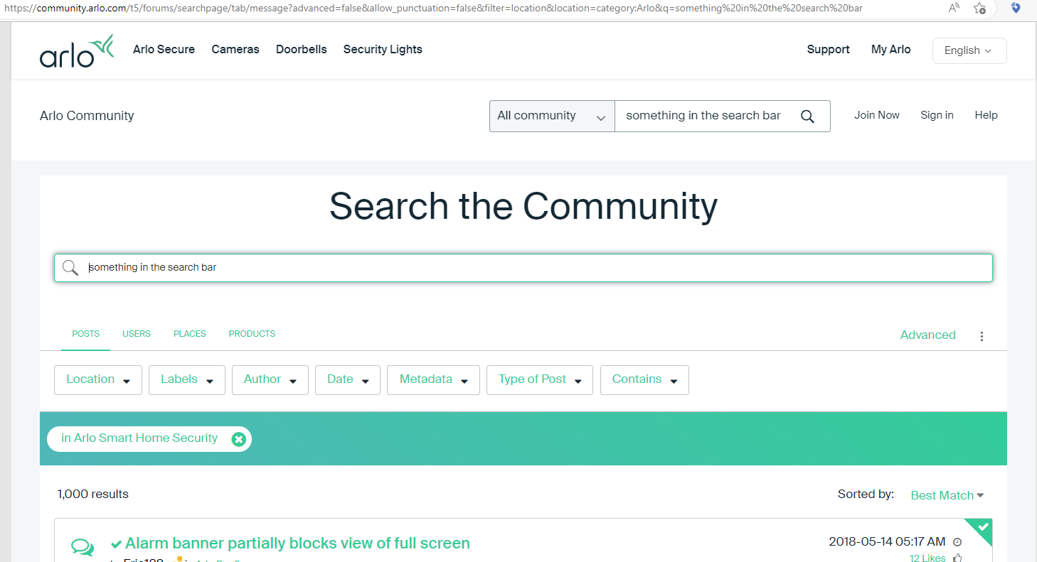 Solved: Search page with overlapping stuff - Arlo Community