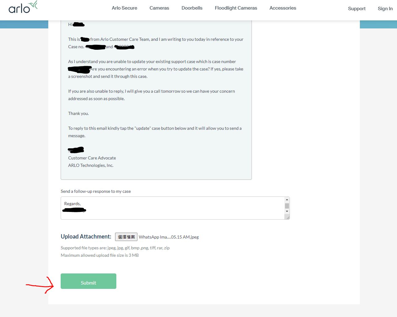 Unable to update my case (Update your Arlo Case) -... - Arlo Community