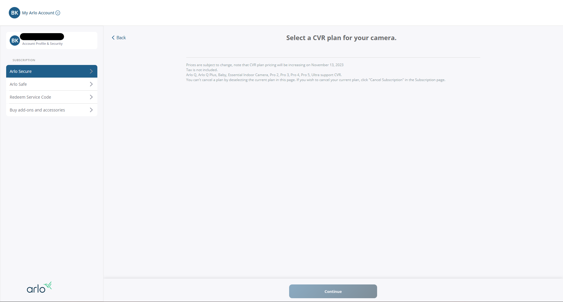 Unable to Subscribe to CVR Plan : SmartHub Base St... - Arlo Community
