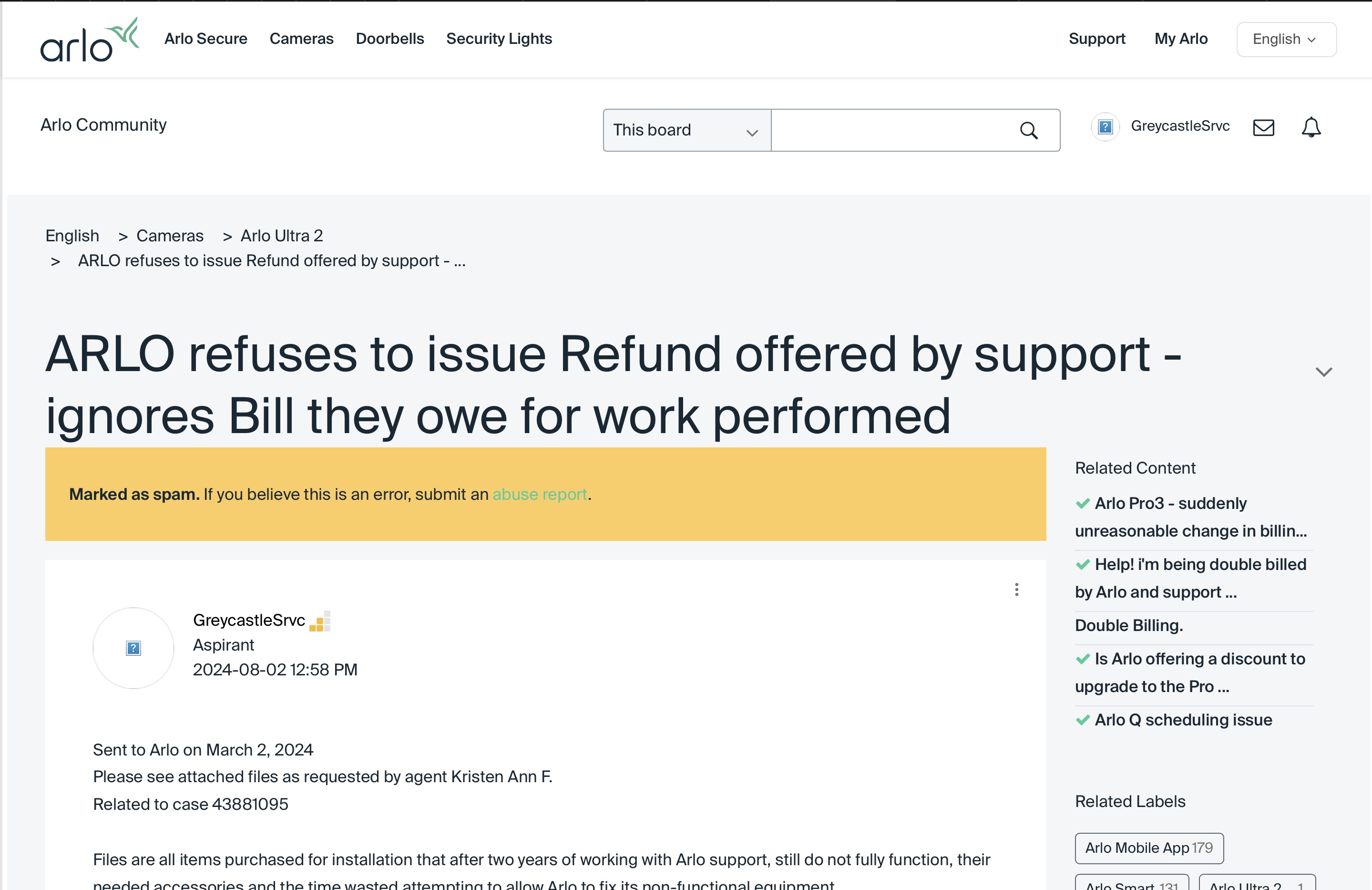 No Contact from the Legal Department despite calls... - Arlo Community