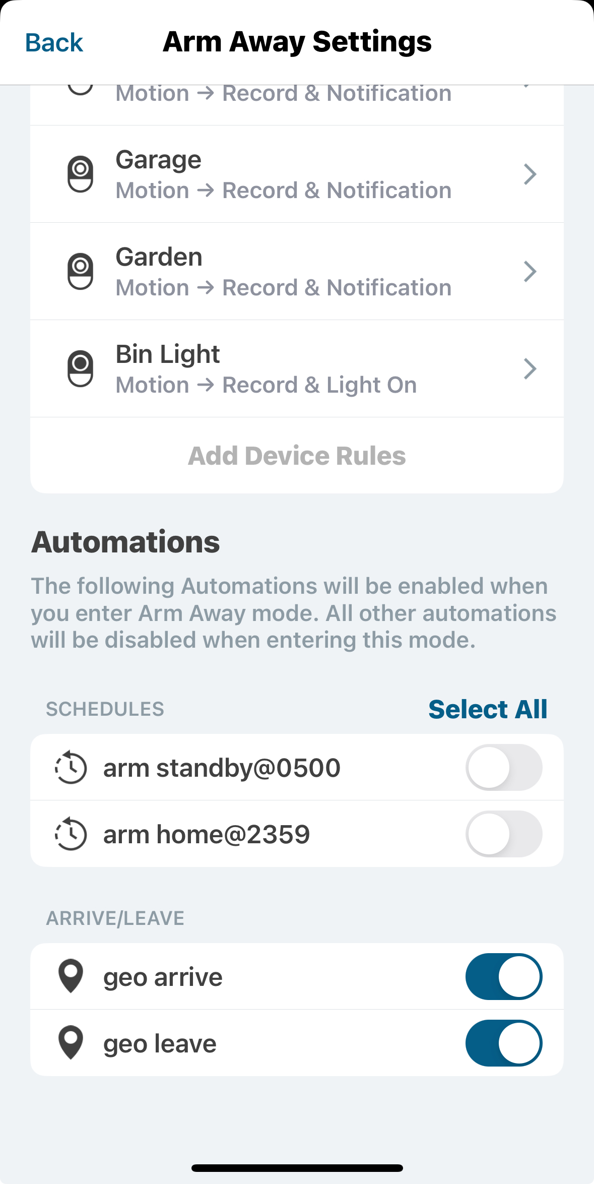 Geofencing and schedules new app - Arlo Community