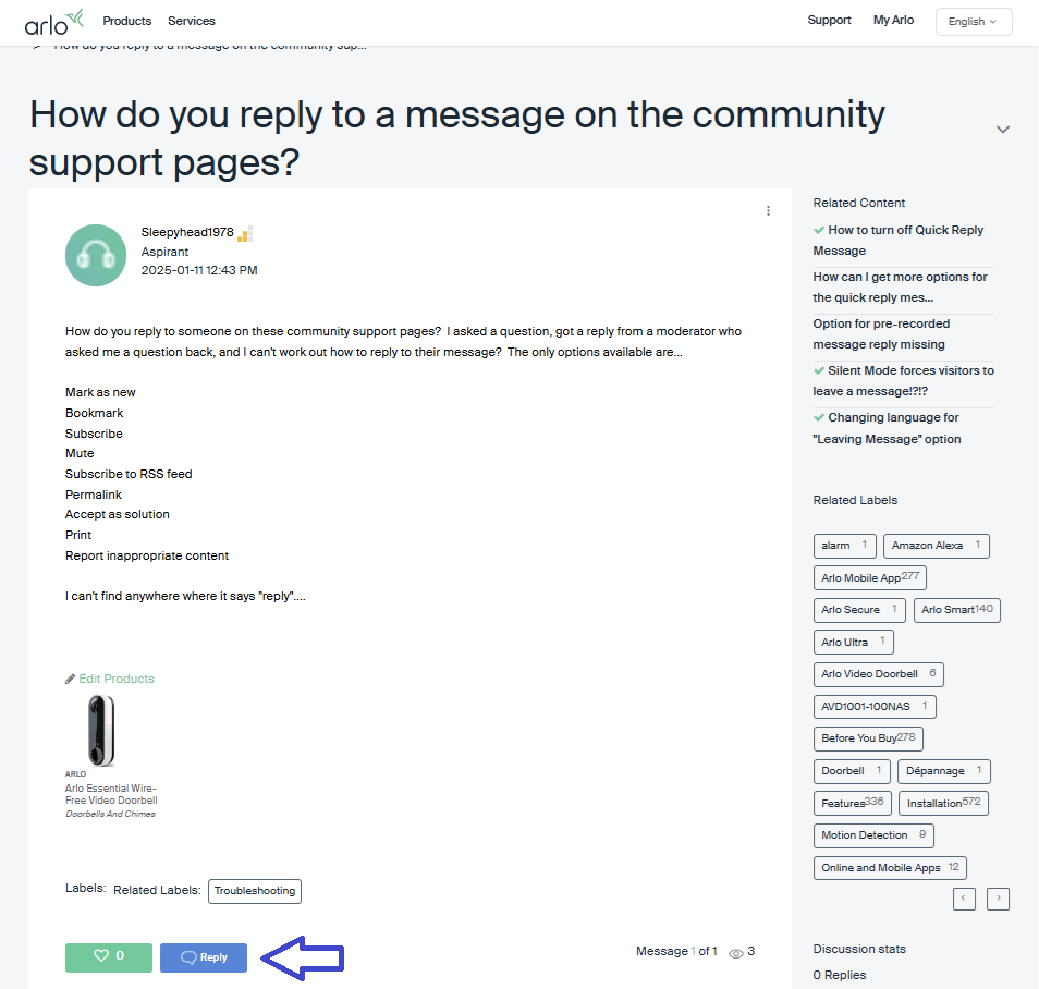 How do you reply to a message on the community sup... - Arlo Community
