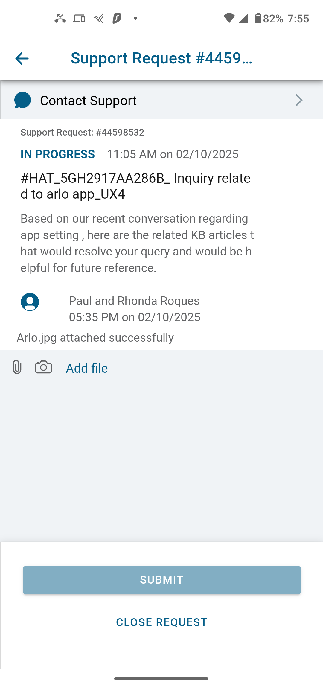 Support Through App or Web Portal - Arlo Community
